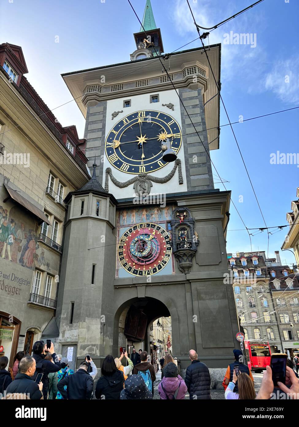 View of the Zytglogge (Time Bell), a medieval tower constructed in the ...