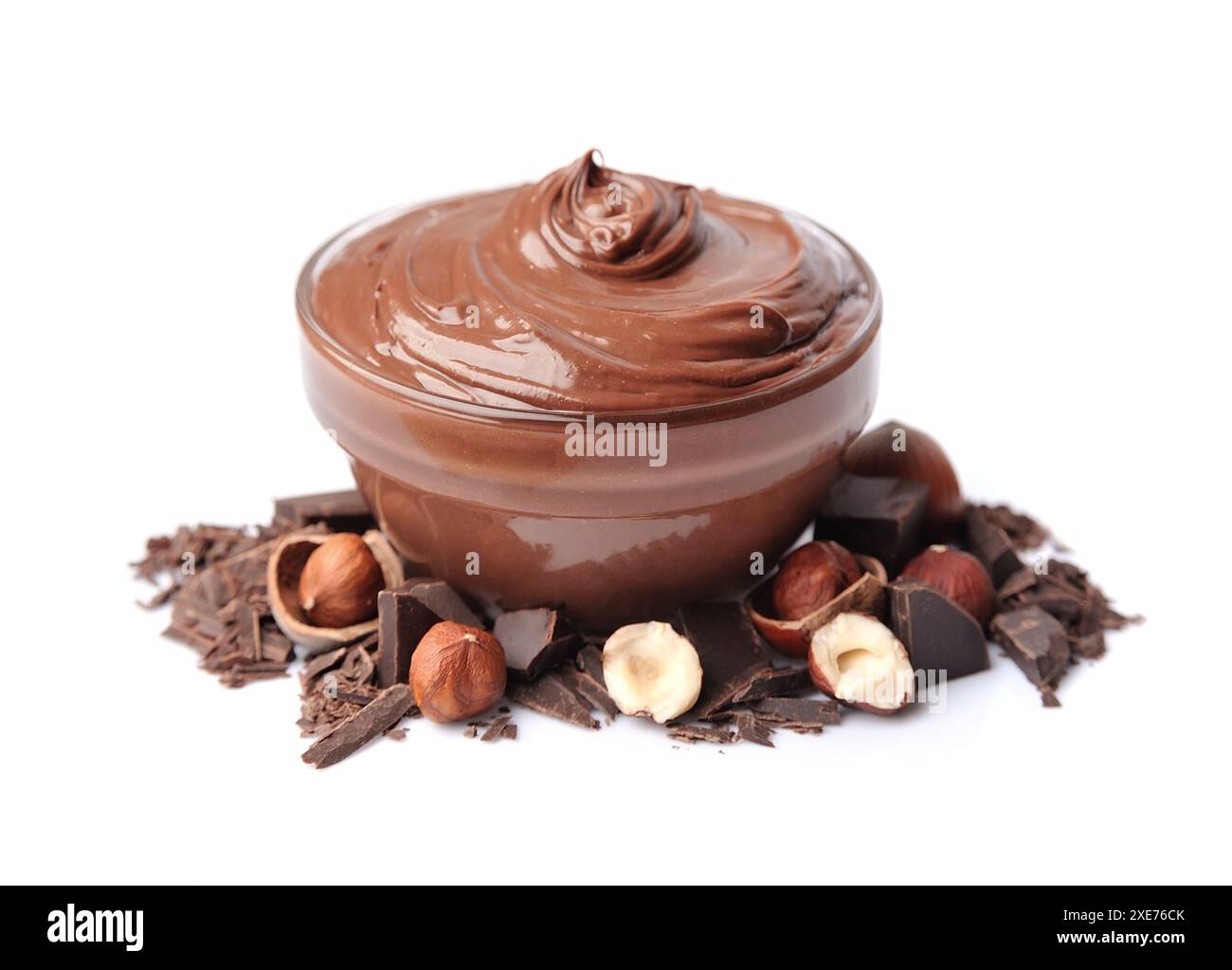 Chocolate creamy with chocolate and filbert nuts. Chocolate butter ...