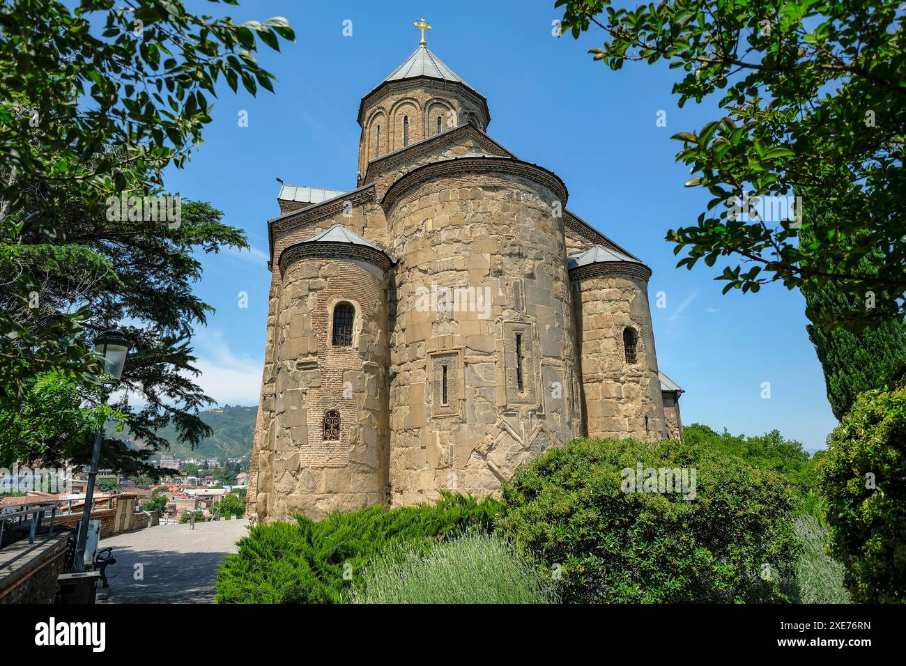 Tbilisi, Georgia - June 7, 2024: The Metekhi church of the Nativity of ...