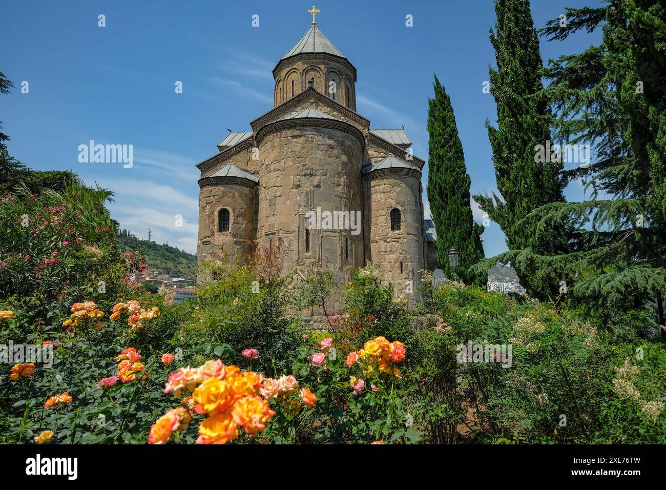 Tbilisi, Georgia - June 7, 2024: The Metekhi church of the Nativity of ...