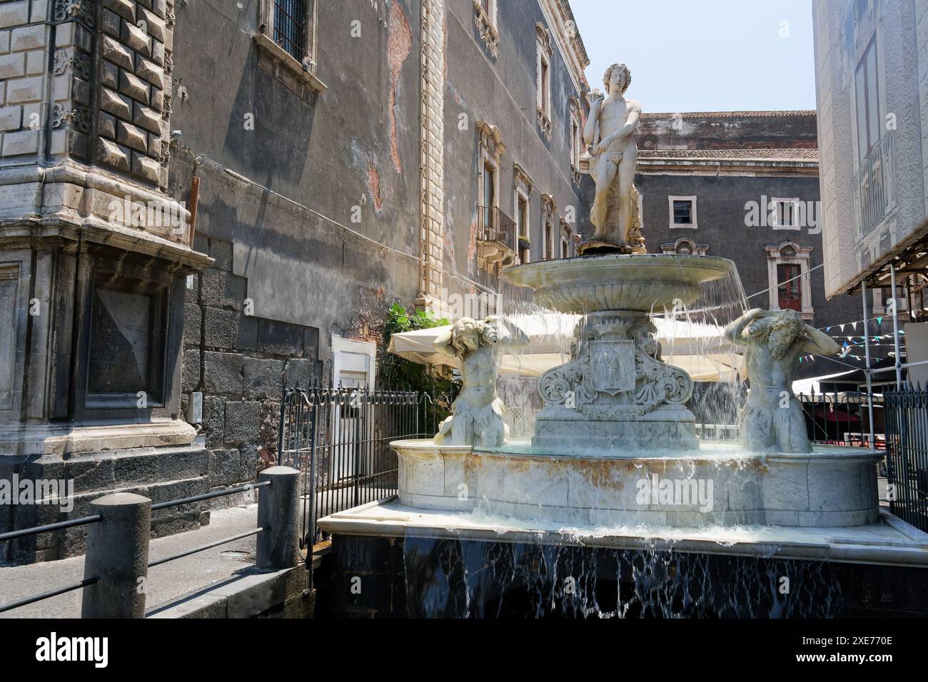 Amenan Baroque Fountain of mythical figures by Tito Angelini, Catania, Sicily, Italy Stock Photo ...