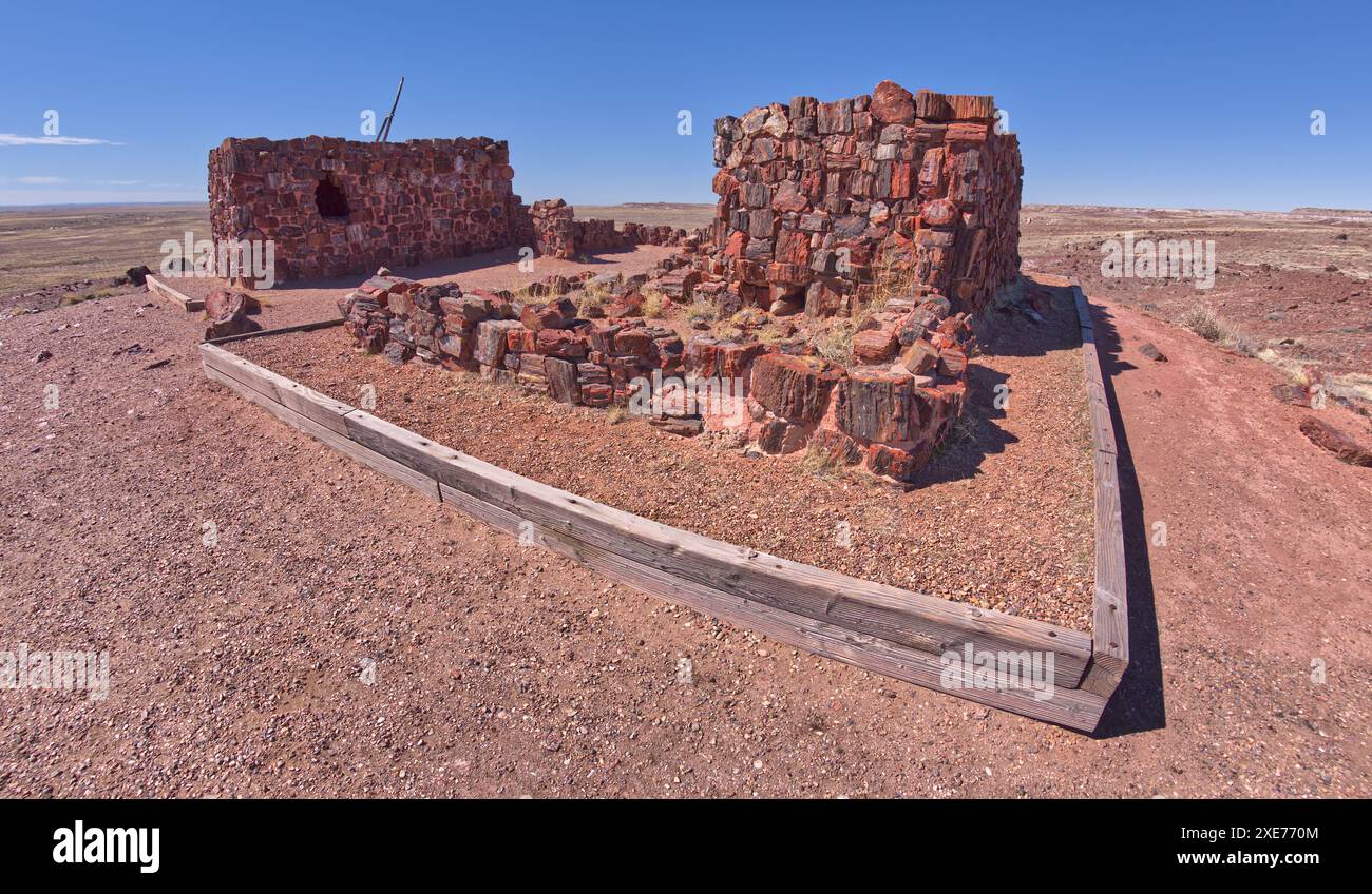 Closeup of the historic Agate House in Petrified Forest National Park ...