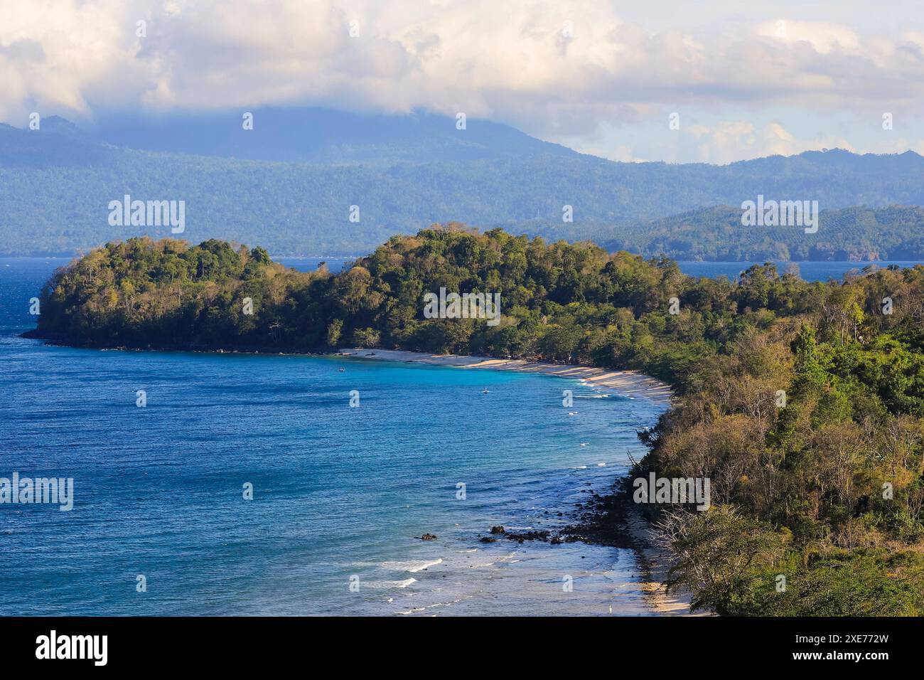 View South from Pulisan to Paal Beach and headland with Tangkoko ...