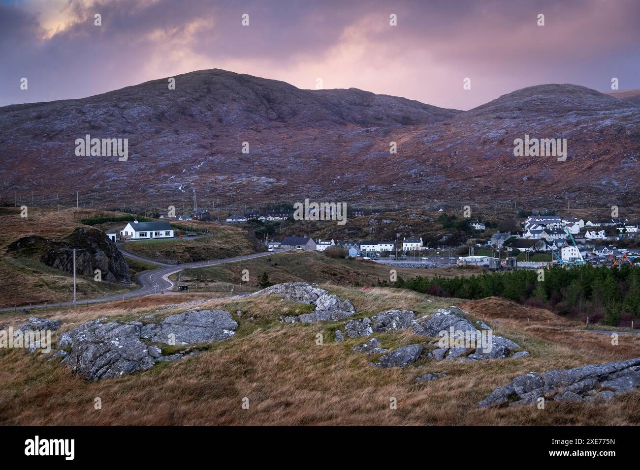 The remote village of Tarbert on the Isle of Harris, Outer Hebrides ...