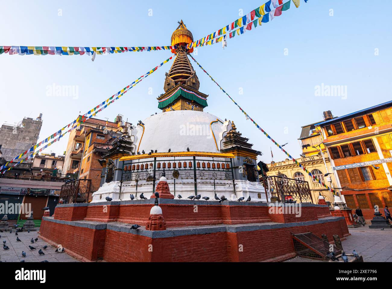 Early morning at Shree Gha stupa, Thamel district, Kathmandu, Nepal ...