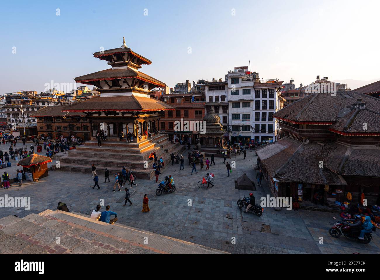 View over the beautiful historic core of Kathmandu with the wooden ...