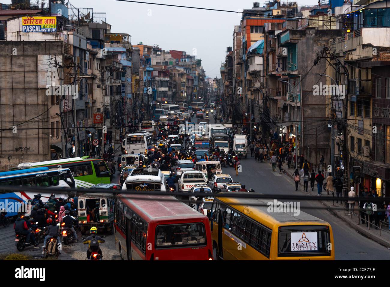 Ring road intersection with massive traffic, Chabahil, Kathmandu, Nepal ...