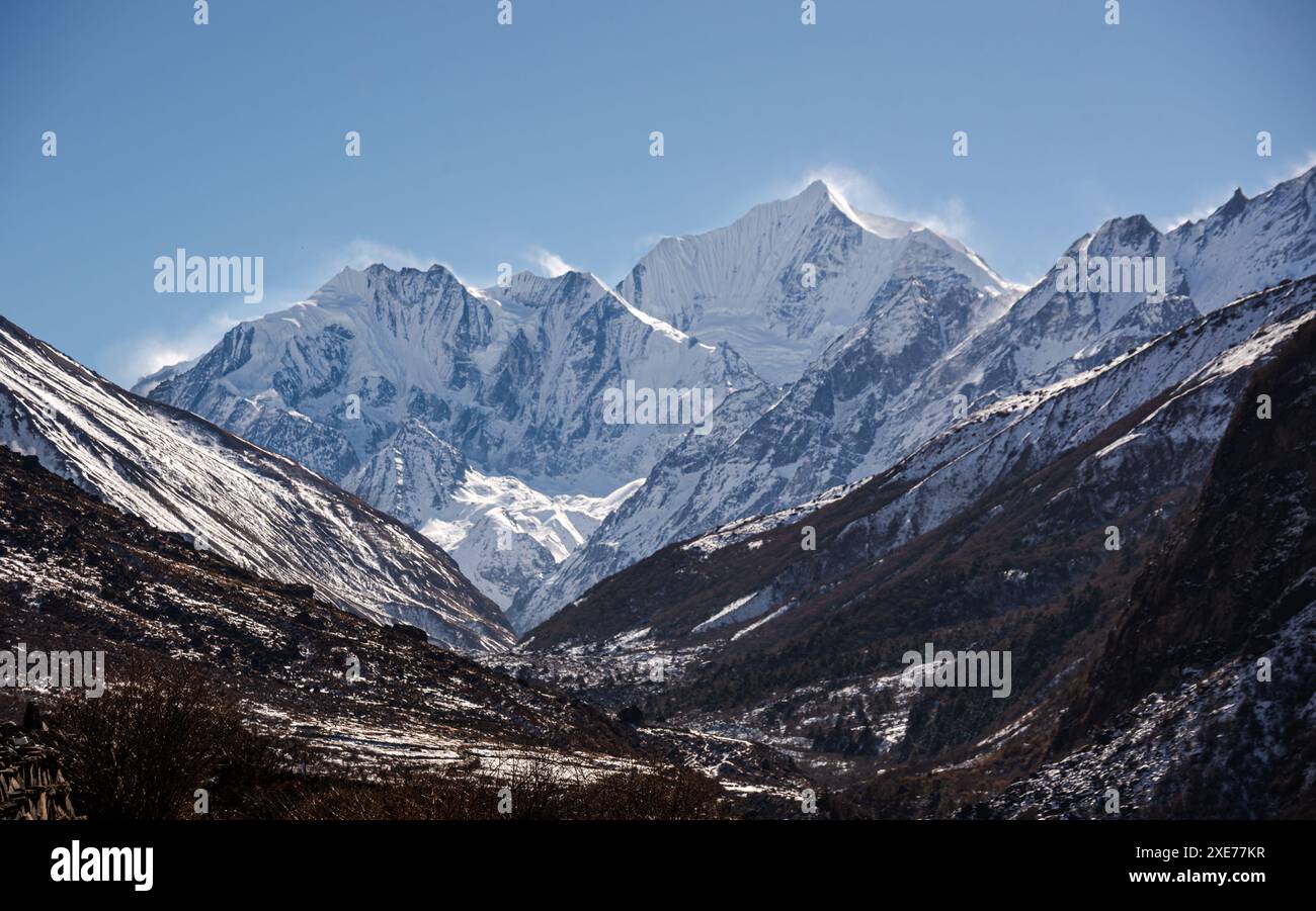 Gangchempo, Lang Tang Valley Trek, Himalayas, Nepal, Asia Stock Photo ...