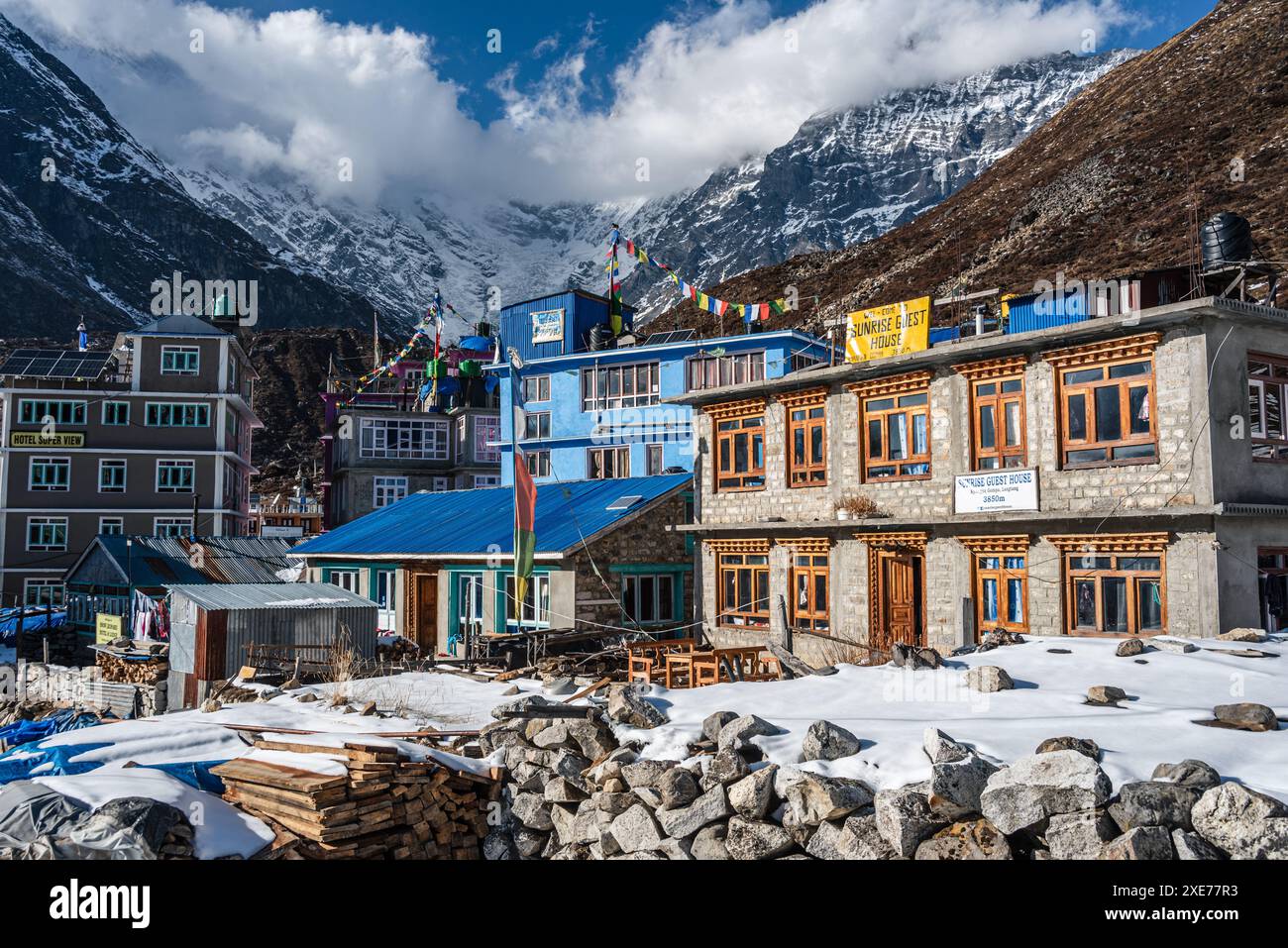 Colourful houses of Kyanjin Gompa Town, Lang Tang Valley Trek ...