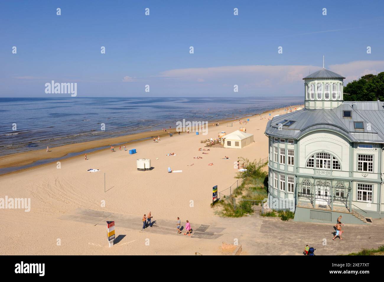 Typical house on the beach of Jurmala, Gulf of Riga, Latvia, Baltic ...