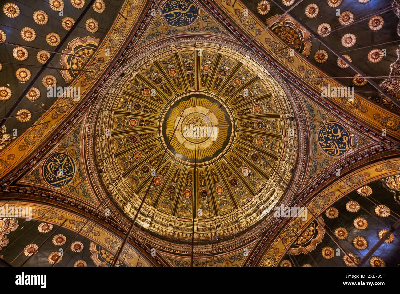 Ceiling, interior, Mosque of Muhammad Ali, 1830, UNESCO World Heritage ...