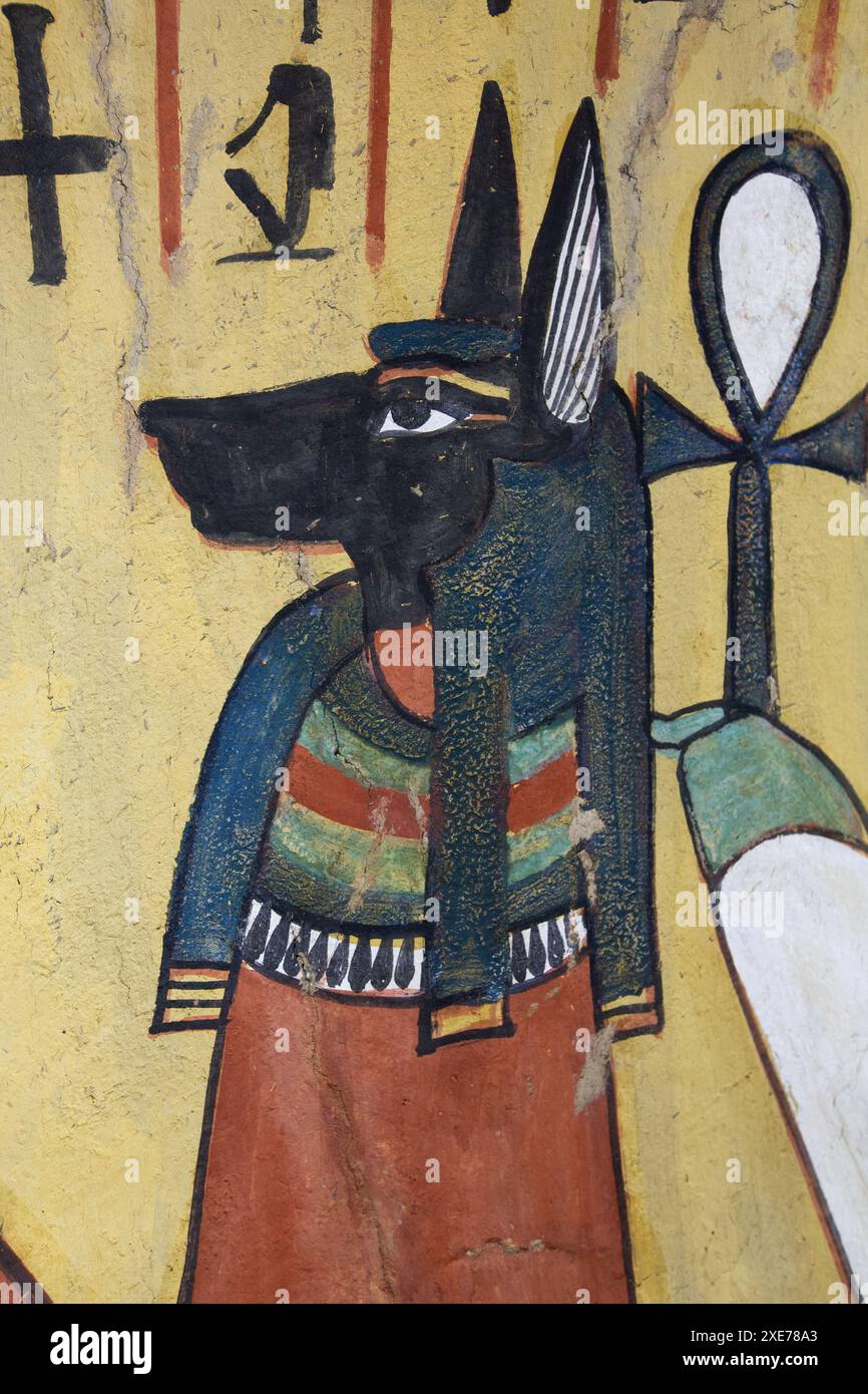 Image of God Anubis and Ankh, Tomb of Pashedu, TT3, Deir el-Medina ...