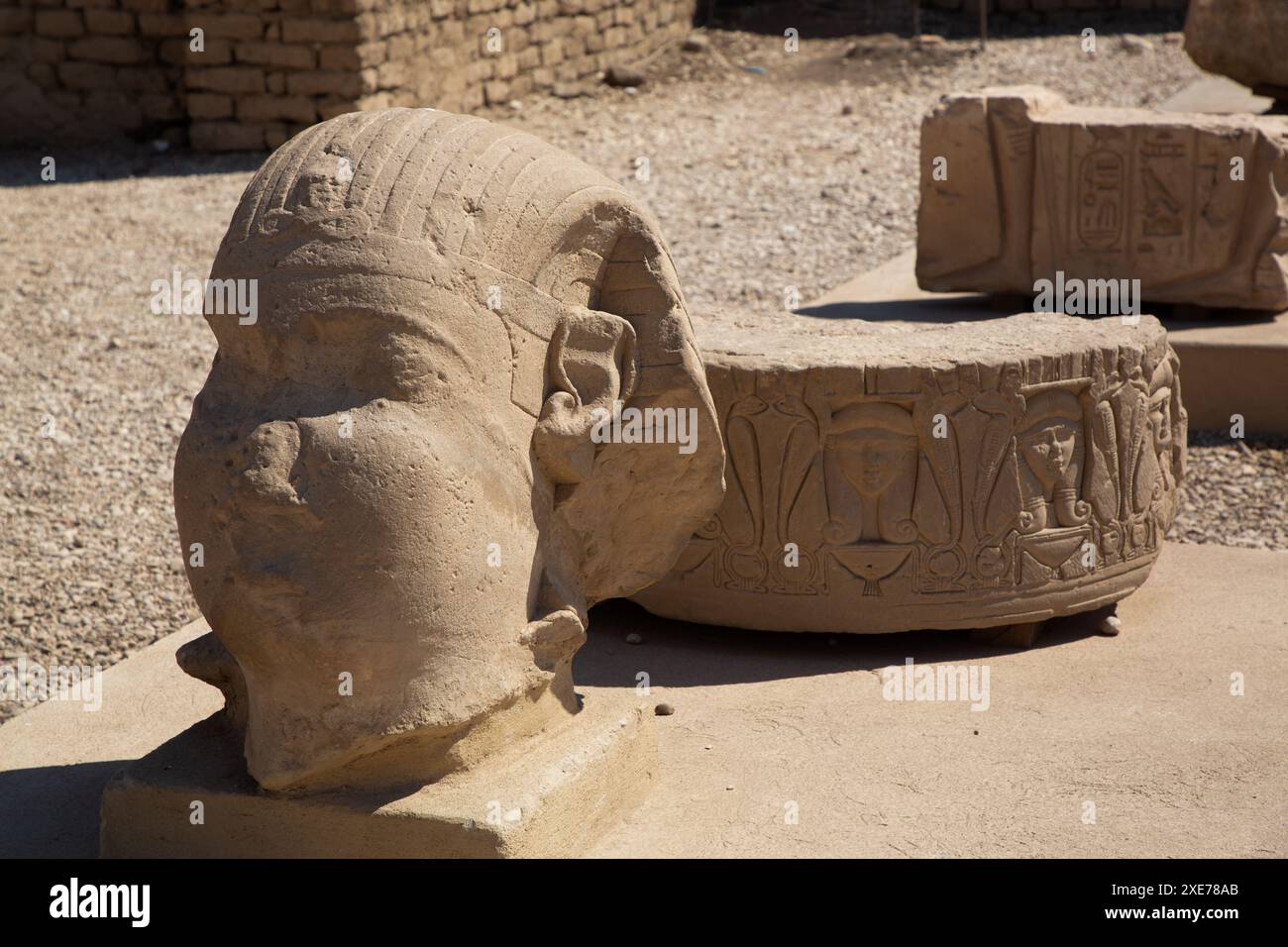 Stone Carved Head, Temple of Hathor, Dendera, Qena, Egypt, North Africa ...