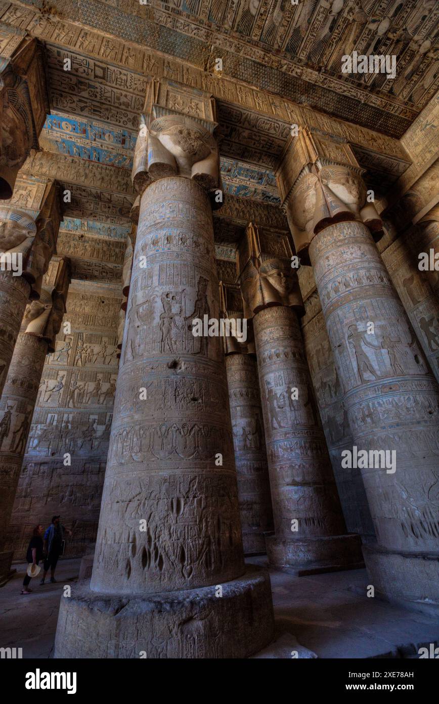 The Great Columns, Vestibule, Temple of Hathor, Dendera, Qena, Egypt ...