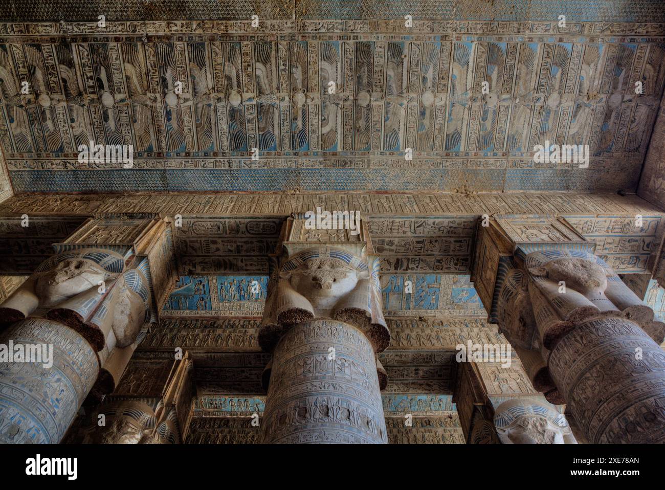 The Great Columns, Vestibule, Temple of Hathor, Dendera, Qena, Egypt ...