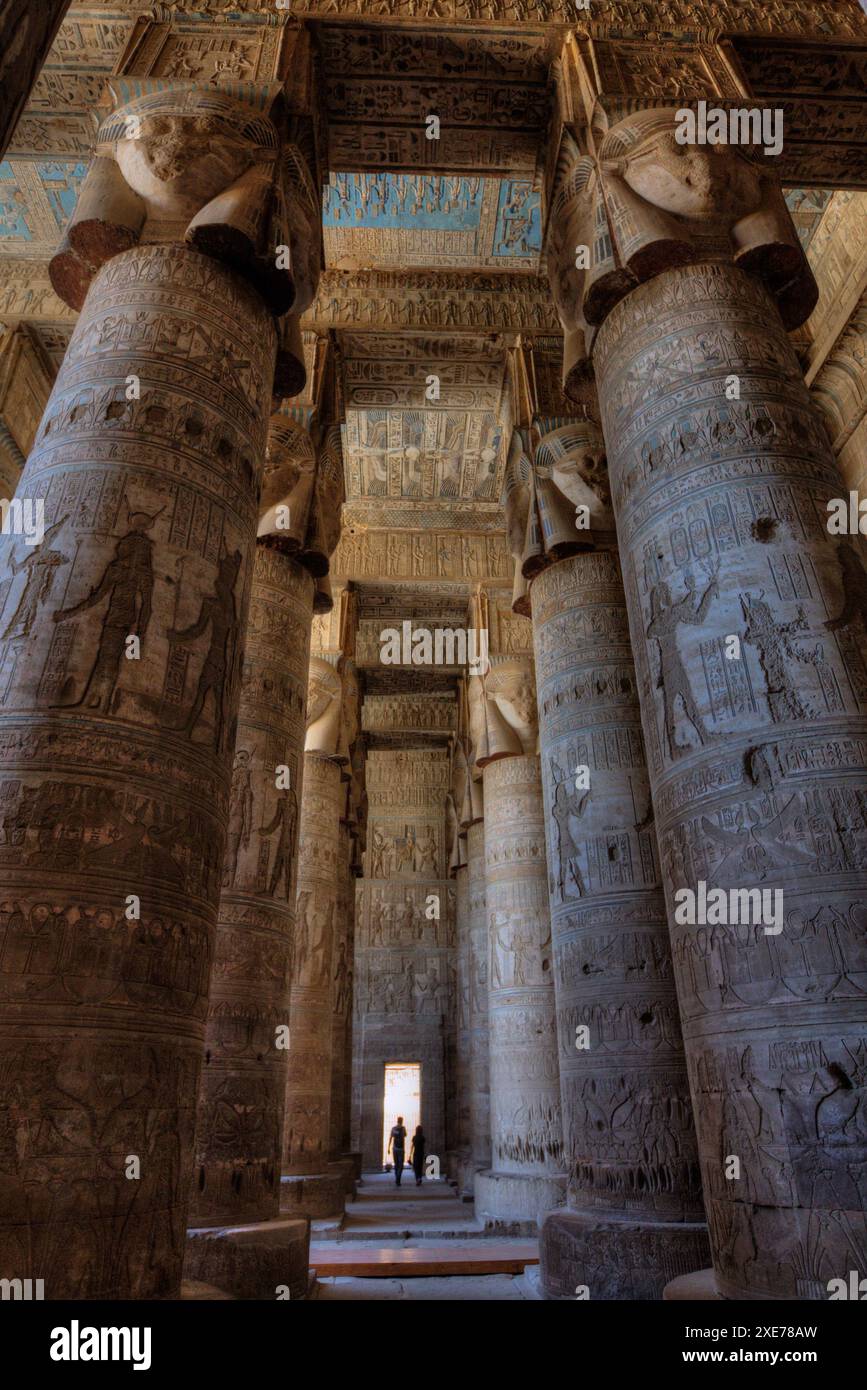 The Great Columns, Vestibule, Temple of Hathor, Dendera, Qena, Egypt ...