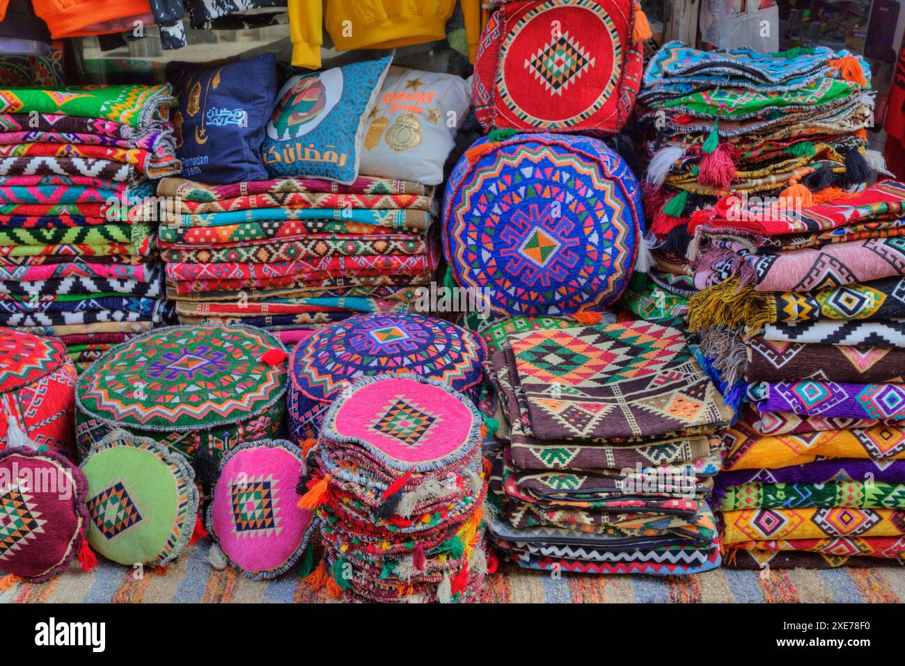 Merchandise for sale, Al-Muizz Street, Historic Cairo, Cairo, Egypt ...