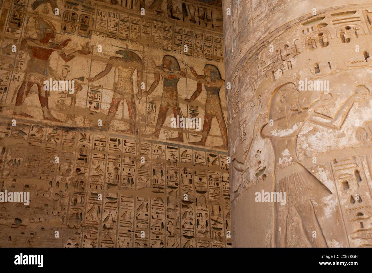 Reliefs, South Portico, First Courtyard, Medinet Habu, Mortuary Temple ...