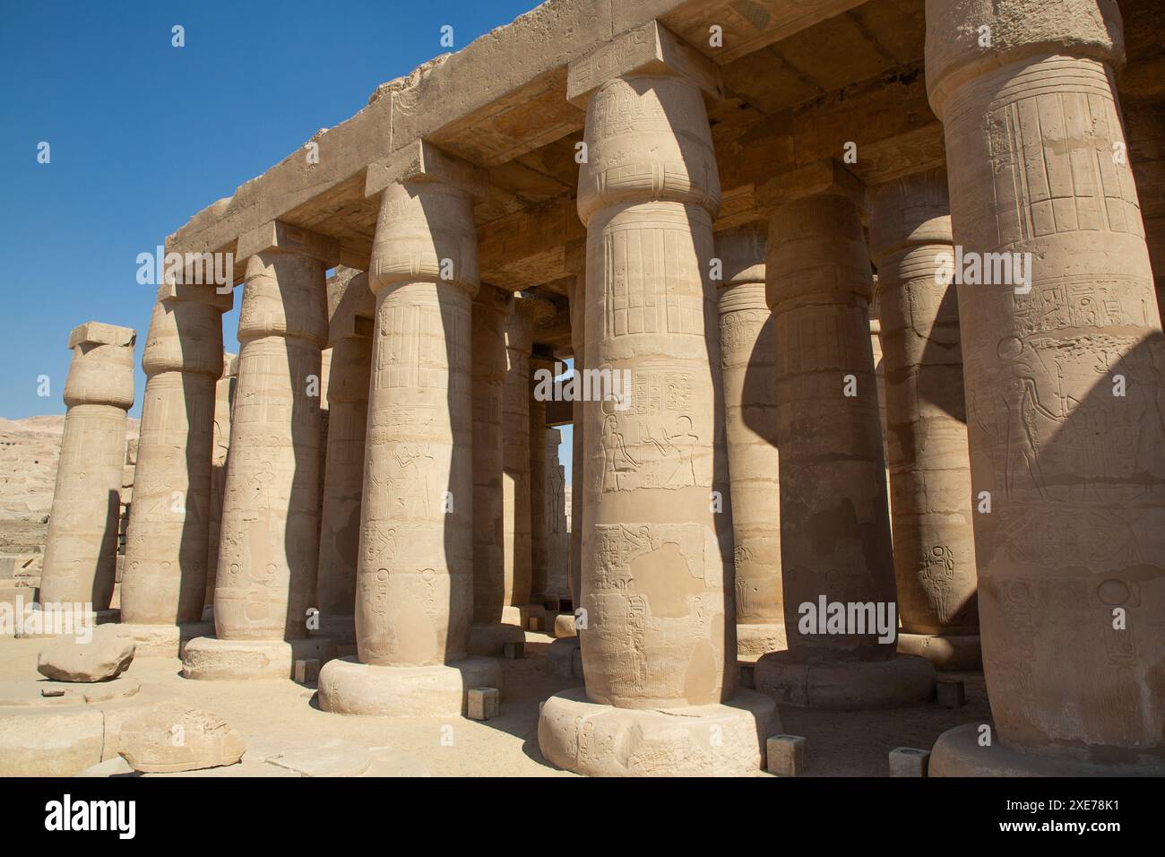 Columns, Hypostyle Hall, Ramesseum, Memorial Temple of Pharaoh Ramesses ...