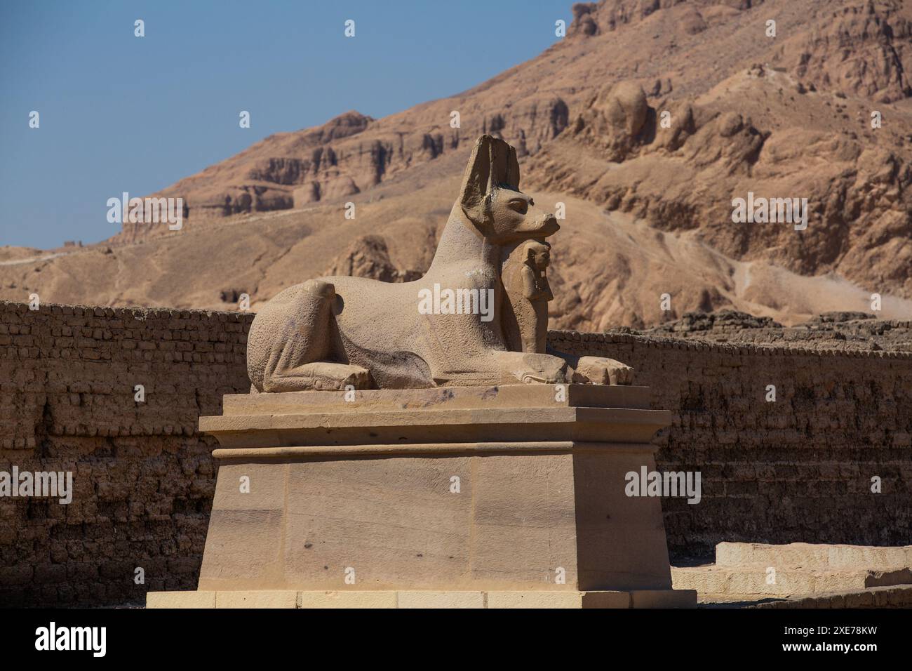Statue of God Anubis, Ramesseum, Memorial Temple of Pharaoh Ramesses II ...