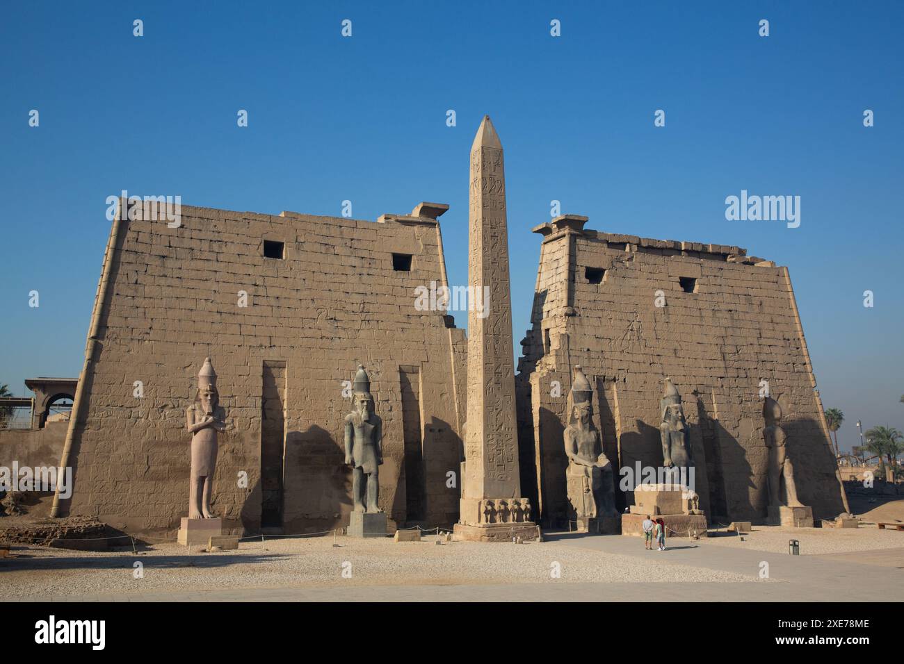 Statues of Rameses II with Obelisk, First Pylon of Rameses II, Luxor ...