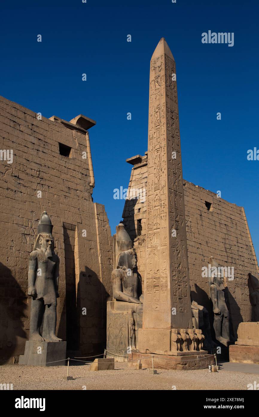 Statues of Rameses II with Obelisk, First Pylon of Rameses II, Luxor ...
