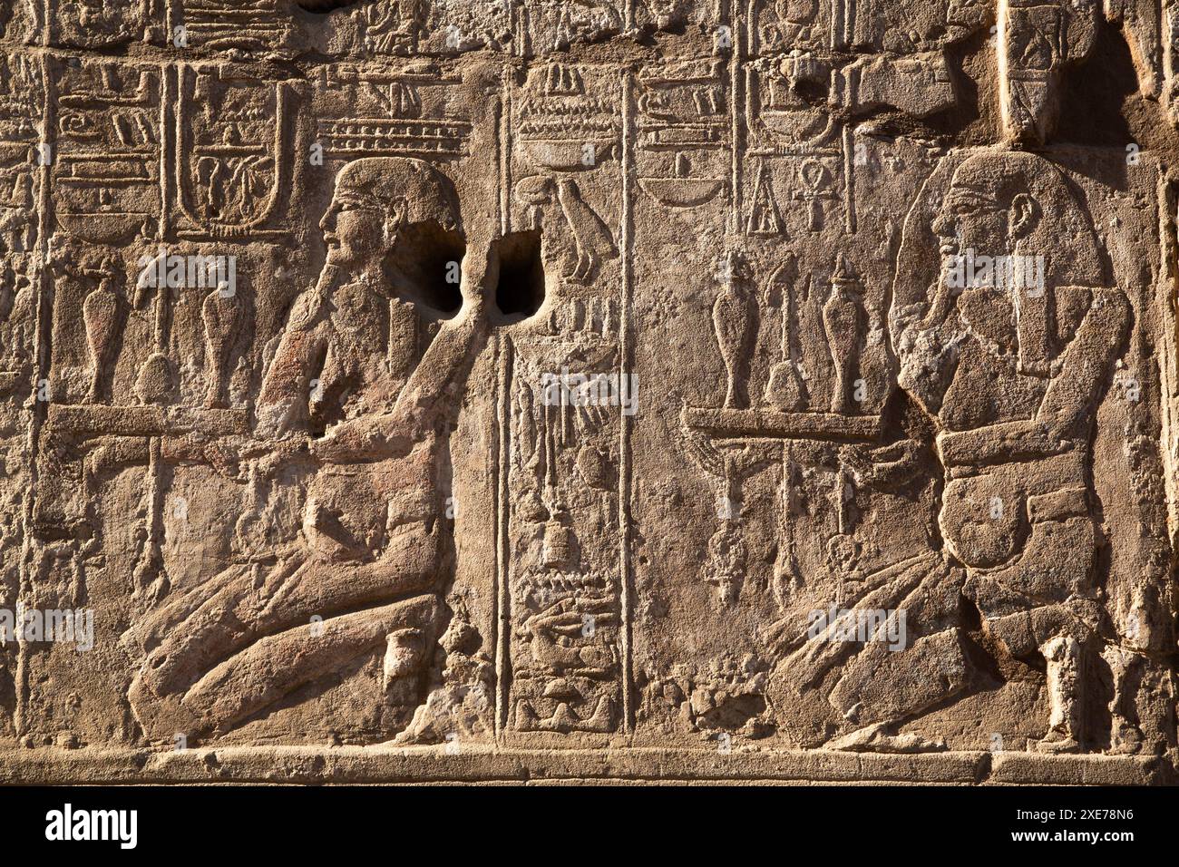 Pharaoh making an Offering on right, Bas Relief, Luxor Temple, UNESCO ...