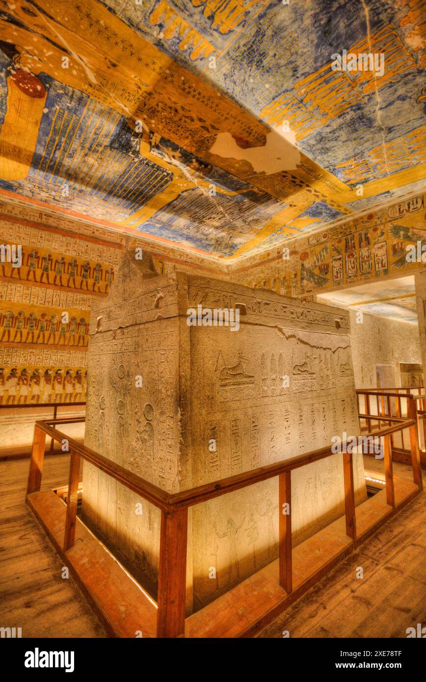 Sarcophagus, Burial Chamber, Tomb of Rameses IV, KV2, Valley of the ...