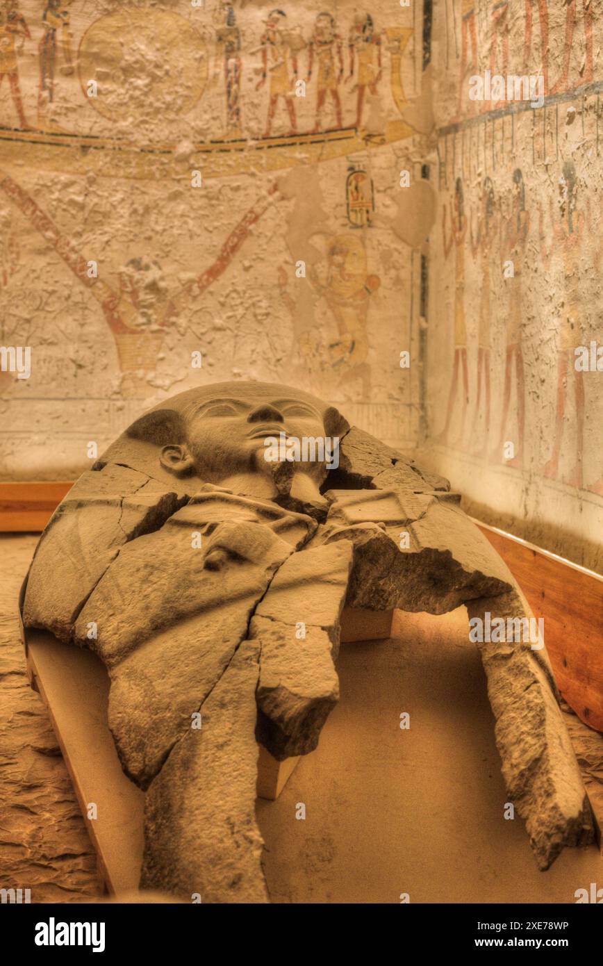 Sarcophagus, Burial Chamber, Tomb of Rameses V and VI, KV9, Valley of ...