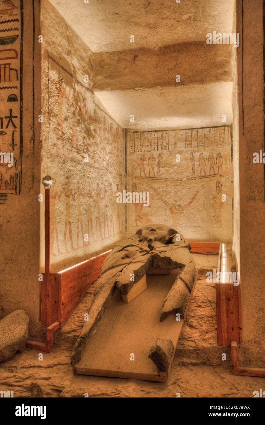 Sarcophagus, Burial Chamber, Tomb of Rameses V and VI, KV9, Valley of the Kings, Ancient Thebes ...