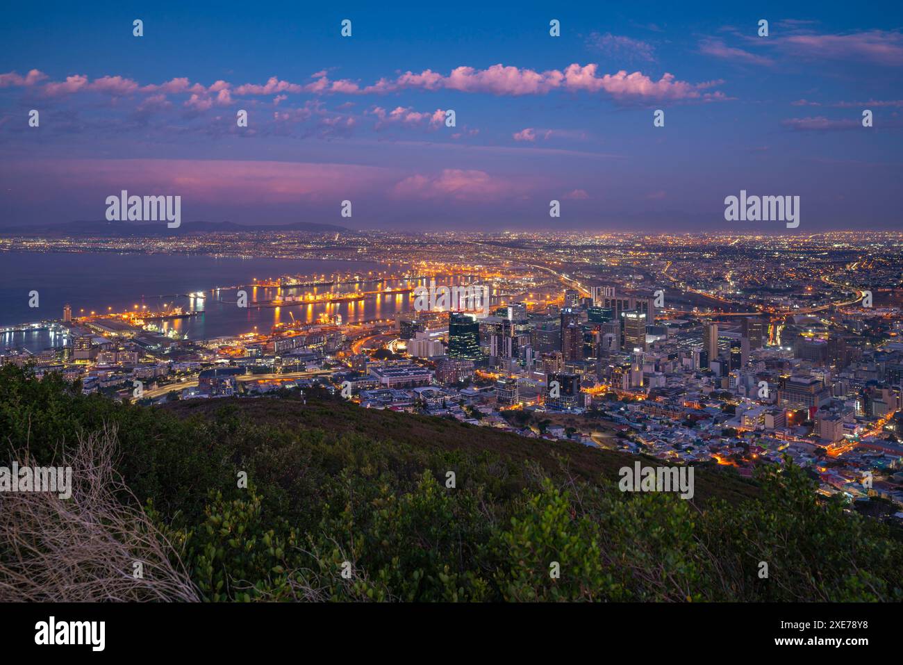 View of Cape Town from Signal Hill at dusk, Cape Town, Western Cape ...