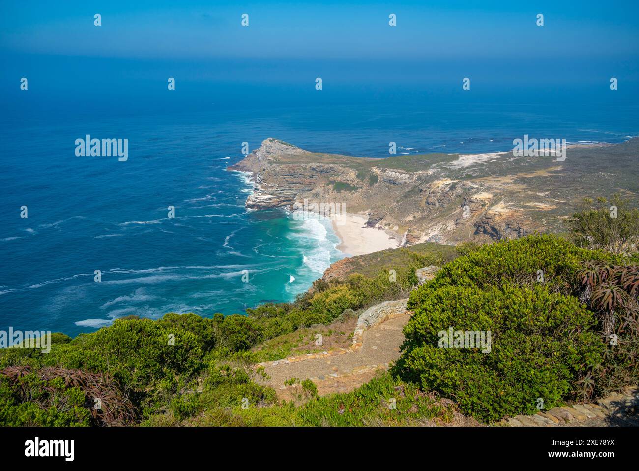 View of Dias Beach from lighthouse, Cape of Good Hope Nature Reserve ...