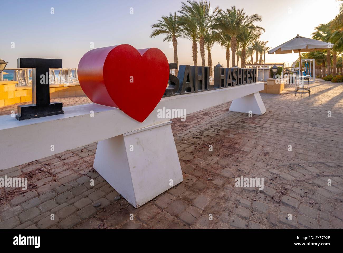 View of sign on beach in Sahl Hasheesh Old Town, Sahl Hasheesh ...
