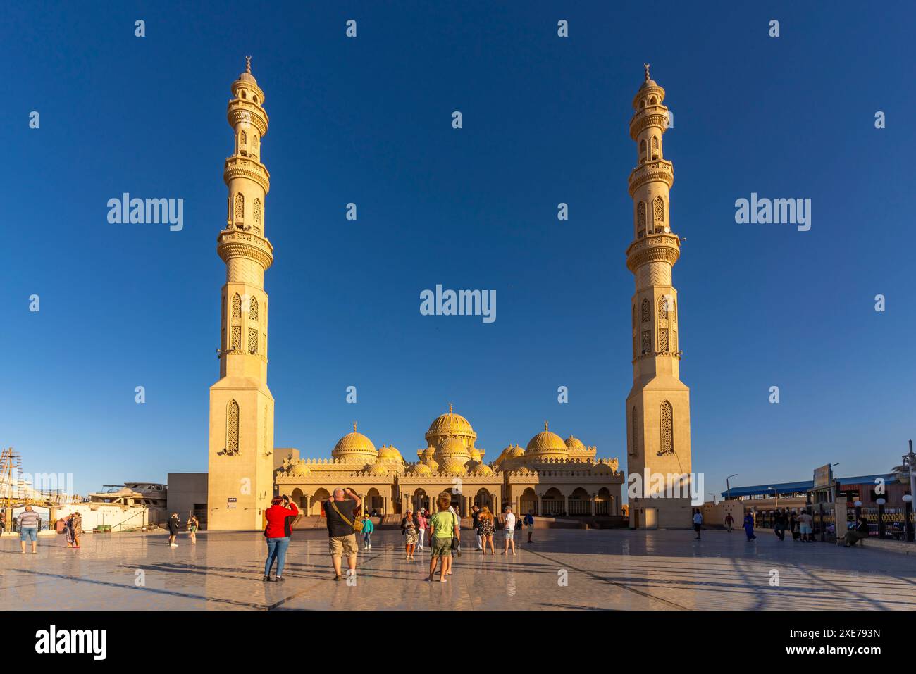 View of Al Mina Mosque during golden hour, Hurghada, Red Sea ...