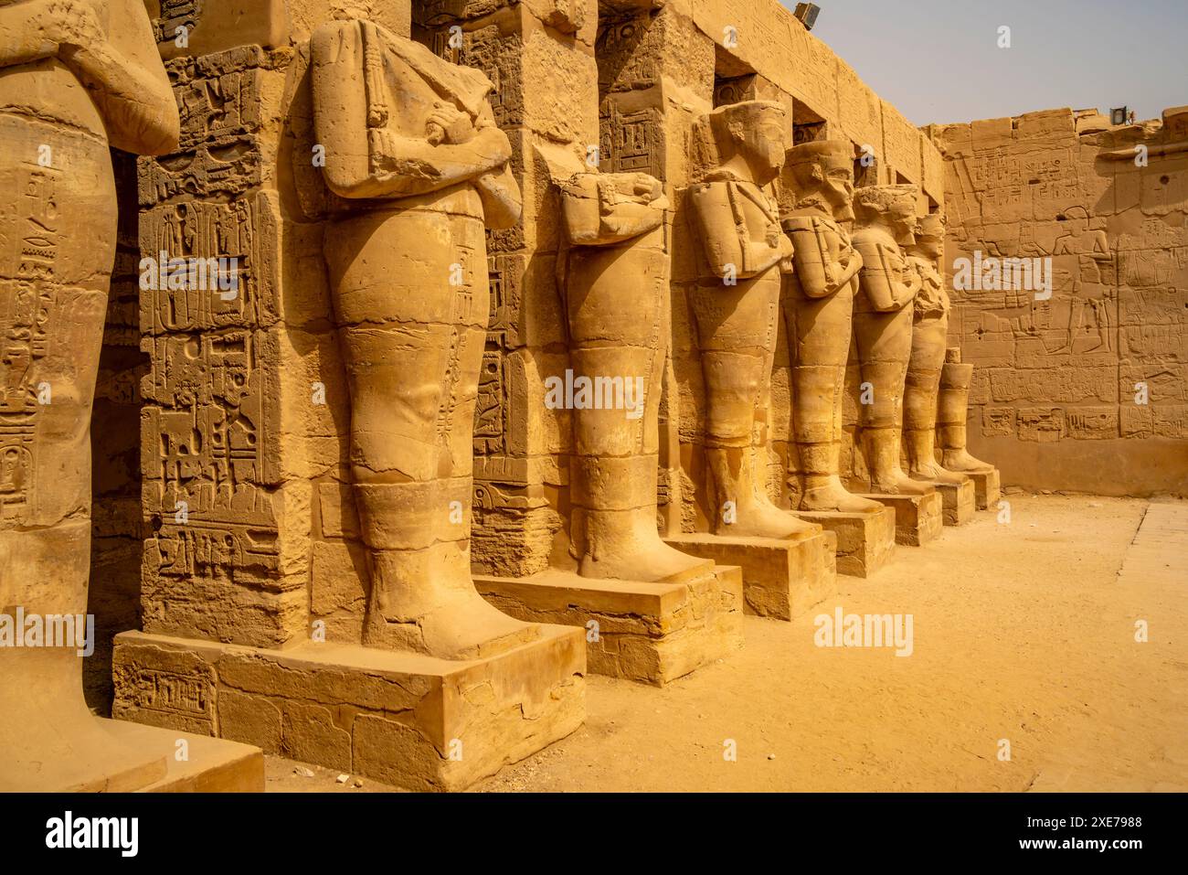 View of statues of Ramses III in Ramesses III Temple at Karnak Temple ...