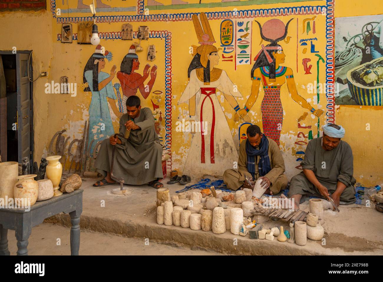 View of stone carving at Morsy Alabaster Factories near Luxor, Luxor ...