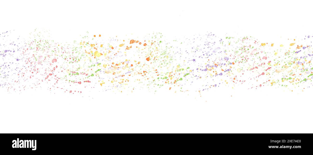 Abstract watercolor wavy splashes. Seamless banner with colored fruit ...