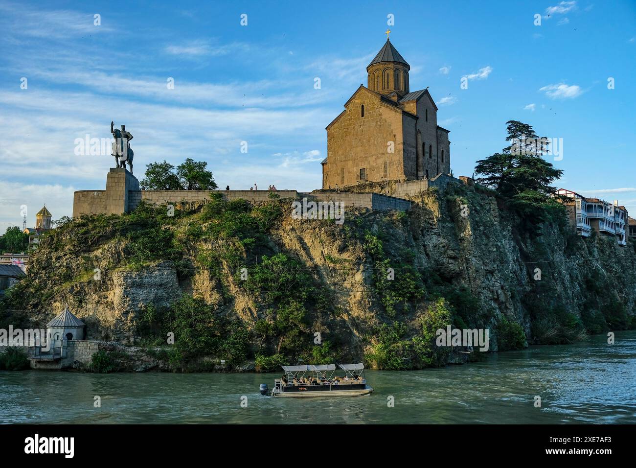 Tbilisi, Georgia - June 15, 2024: The Metekhi church of the Nativity of ...