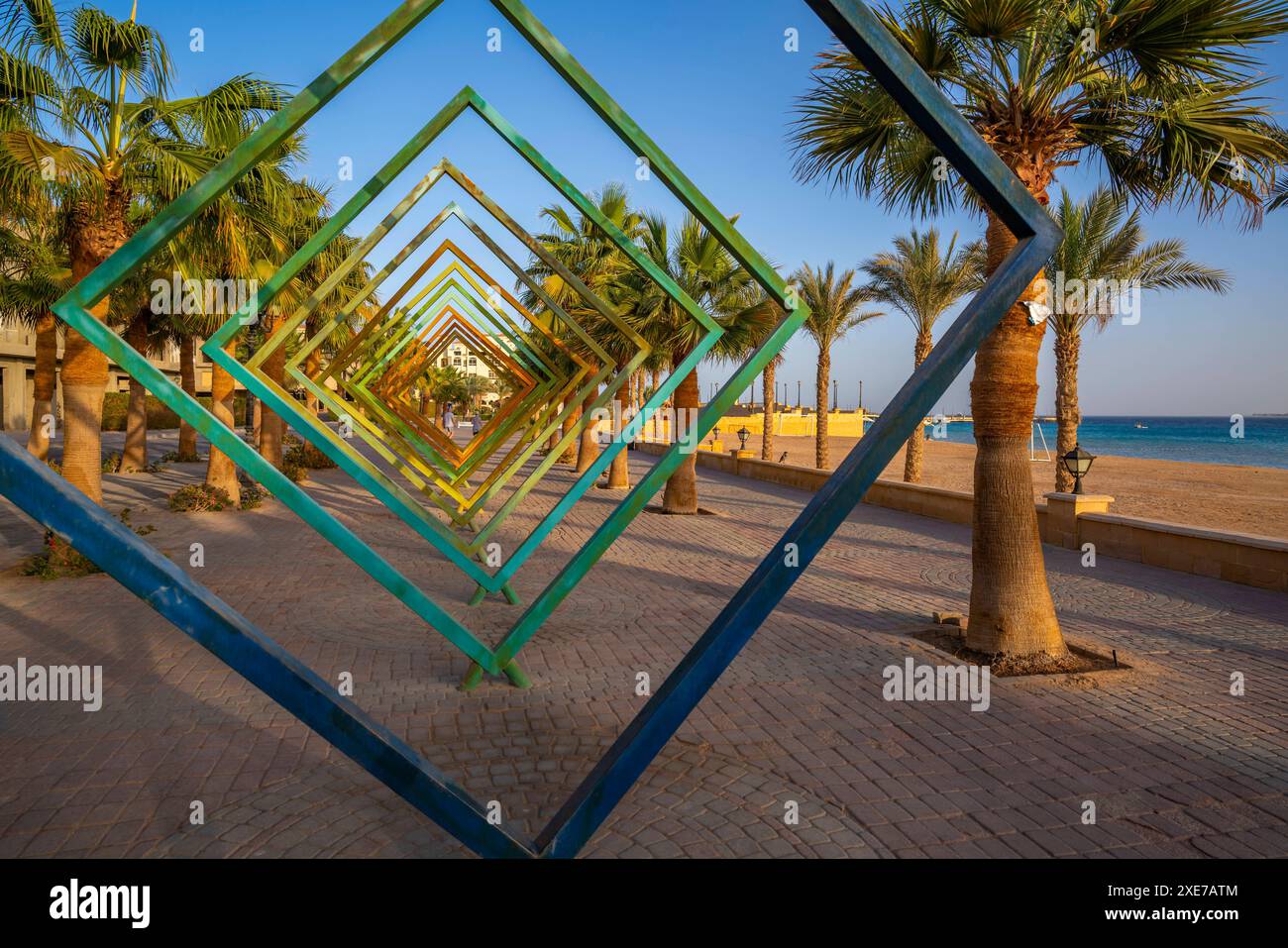 View of sculpture on the Corniche in Sahl Hasheesh Old Town, Sahl ...