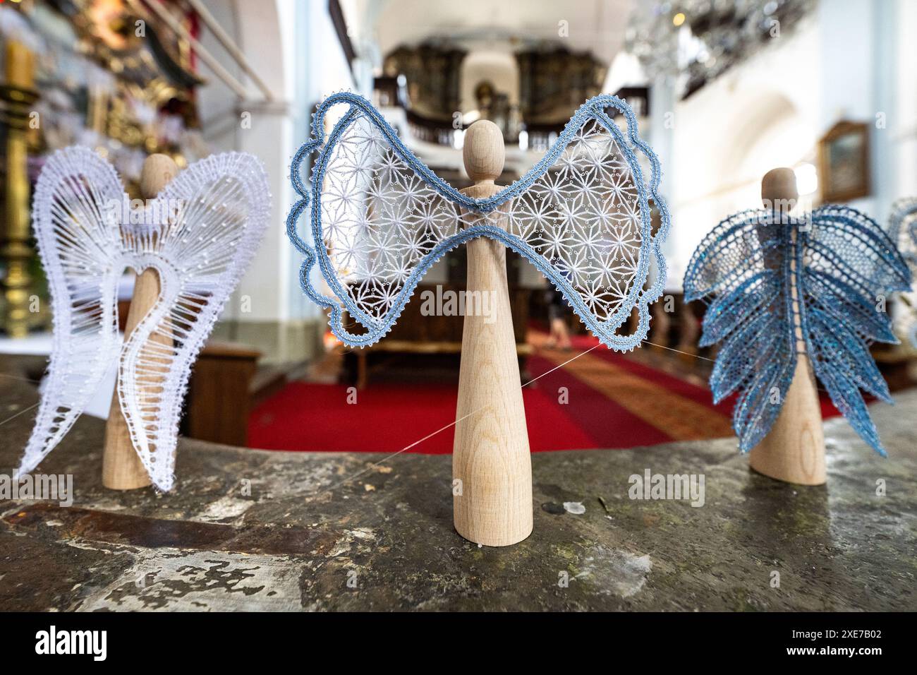 Vamberk, Czech Republic. 26th June, 2024. Exhibition of lace angels in ...