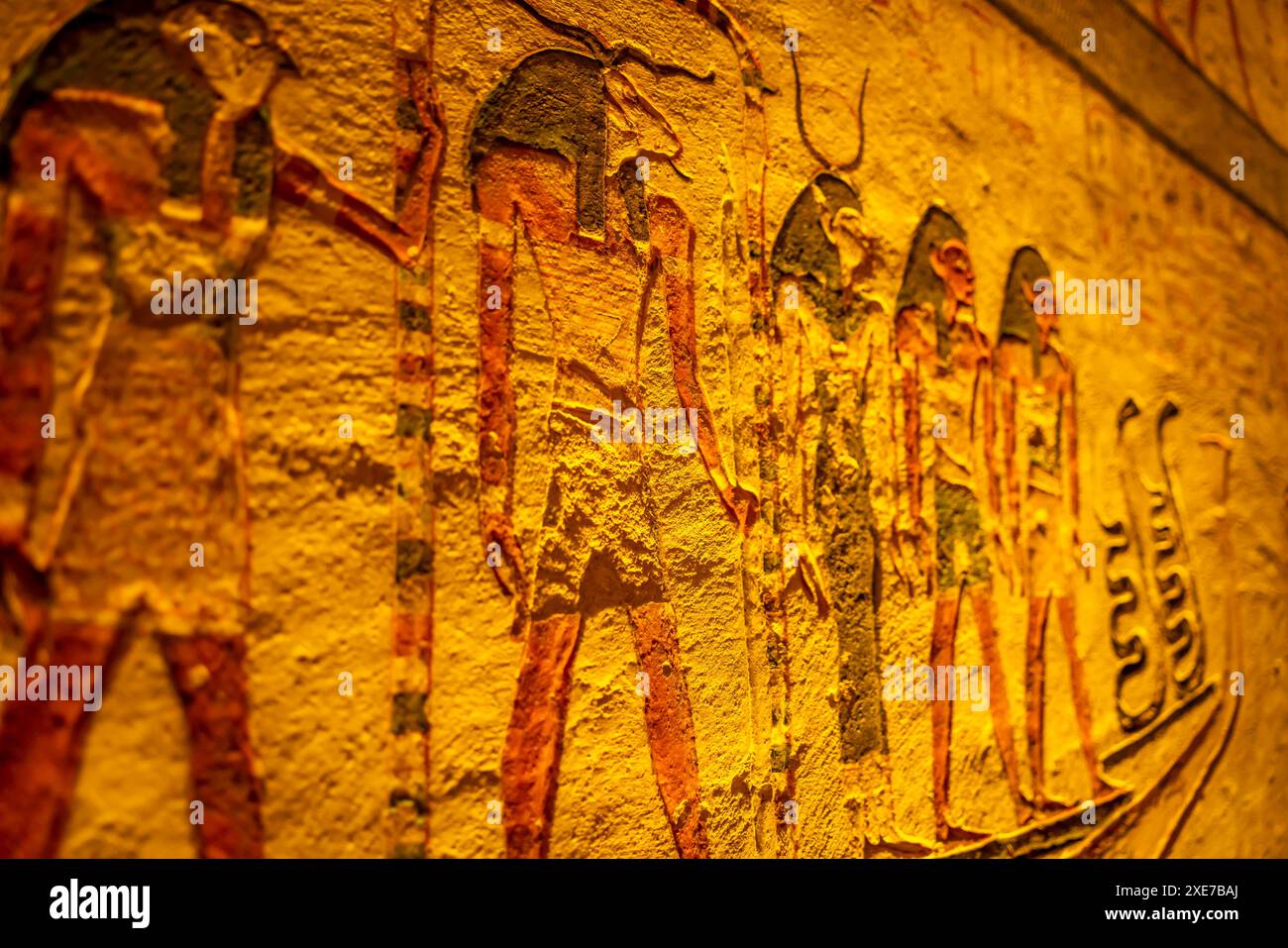 View of painted walls in KV8, the Tomb of Merenptah, Valley of the ...