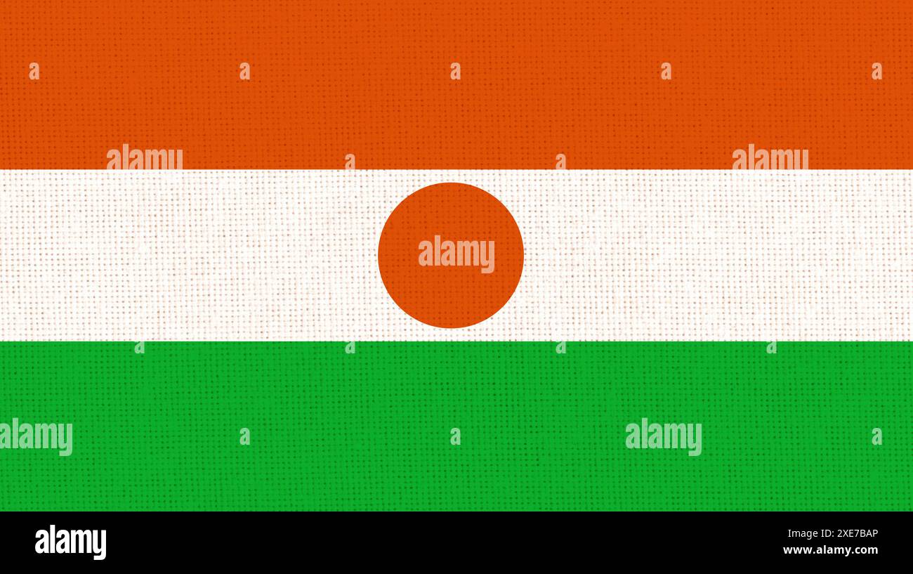 Flag of Niger. Niger flag on fabric surface. Fabric Texture. National ...