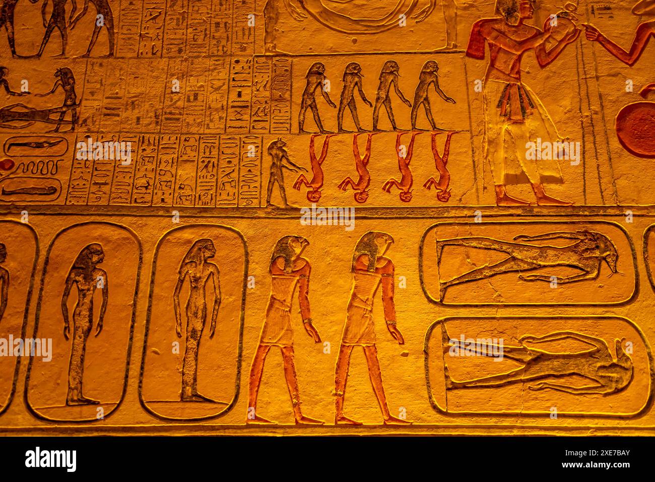 View of hieroglyphs in KV8, the Tomb of Merenptah, Valley of the Kings ...