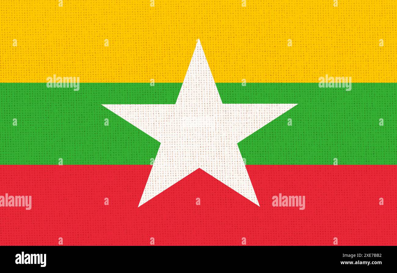 Flag of Myanmar on fabric surface. Burmar national flag on textured ...