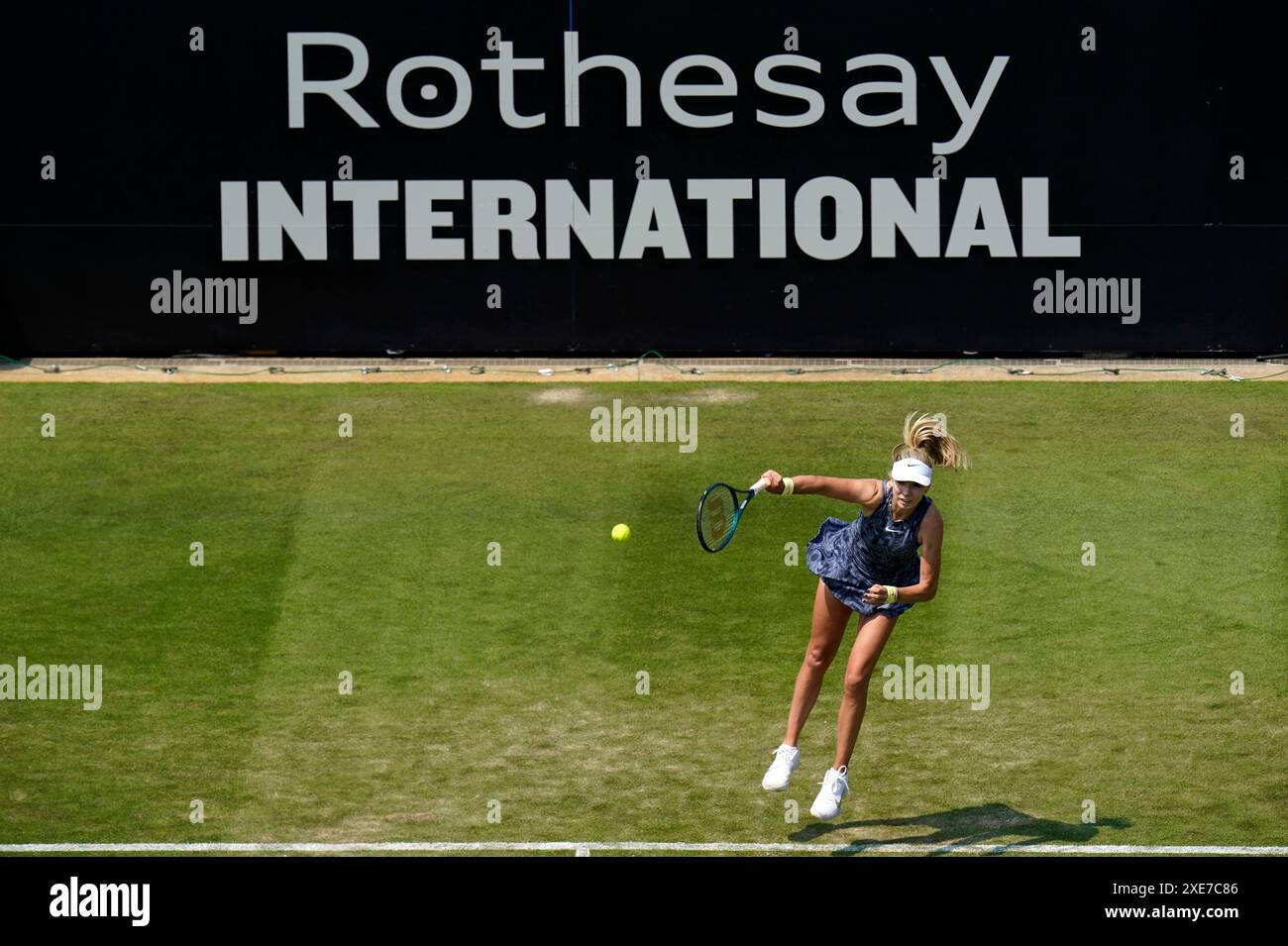 Katie Boulter in action against Latvia's Jelena Ostapenko on day five ...