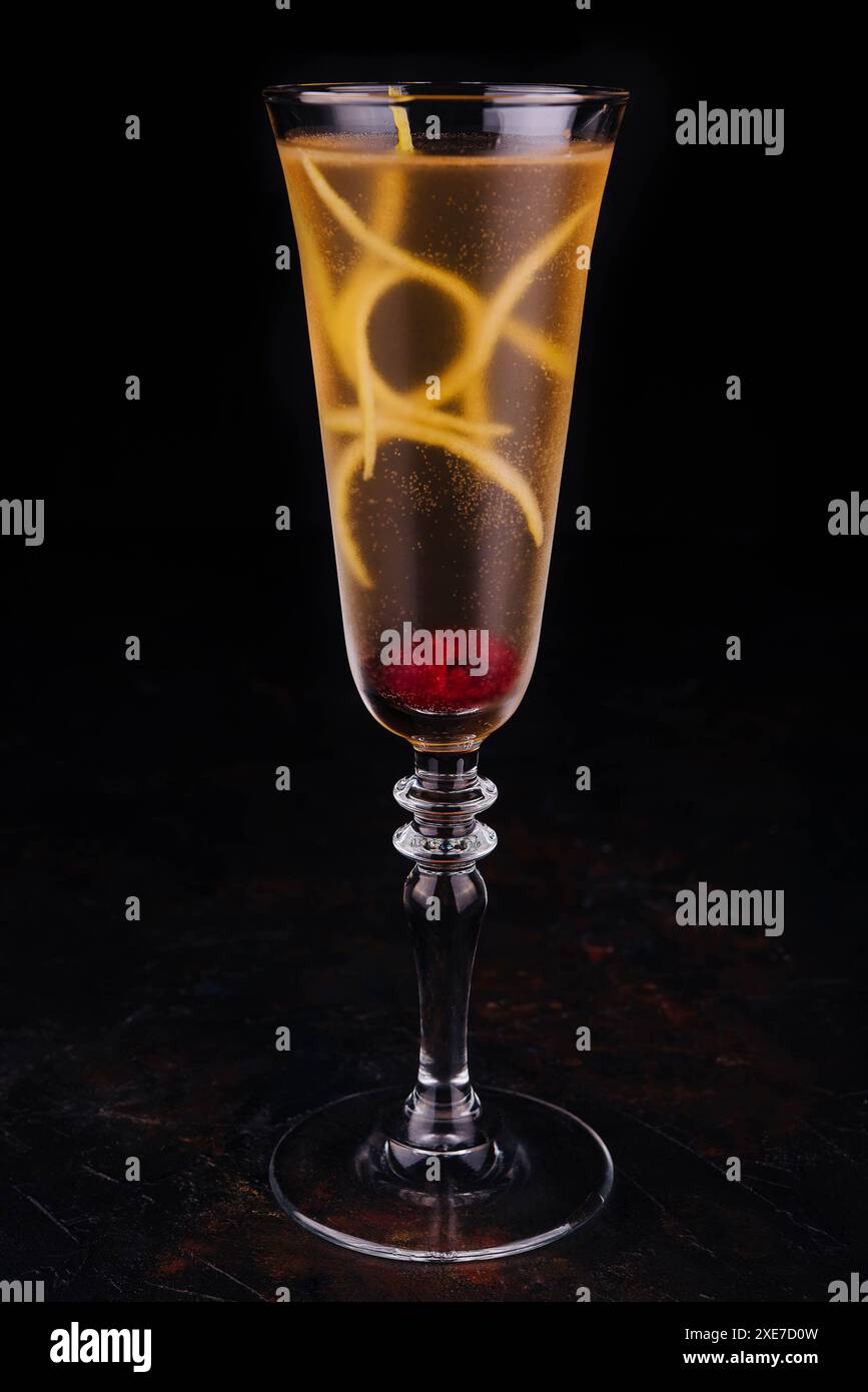 Champagne glass raspberry bottle hi-res stock photography and images ...