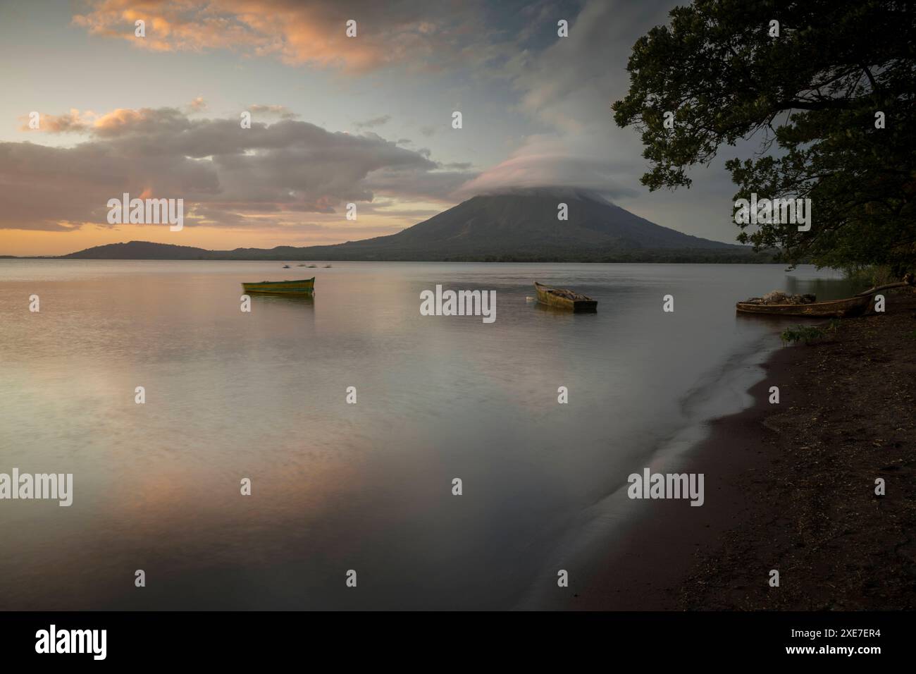 View of Concepcion Volcano at sunset, Ometepe Island, Rivas State ...