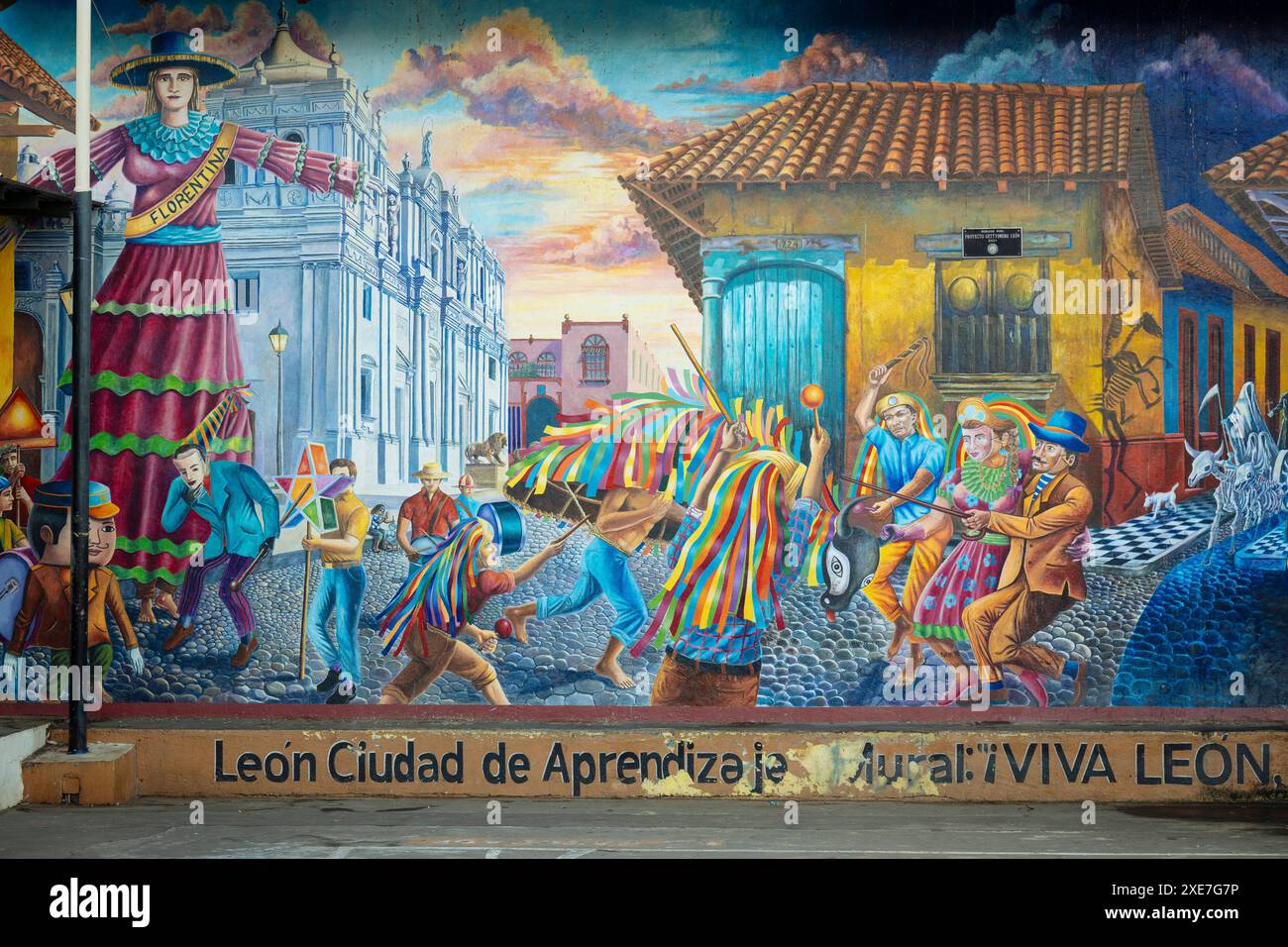 Wall murals depicting the history of Leon, Leon, Leon Department ...