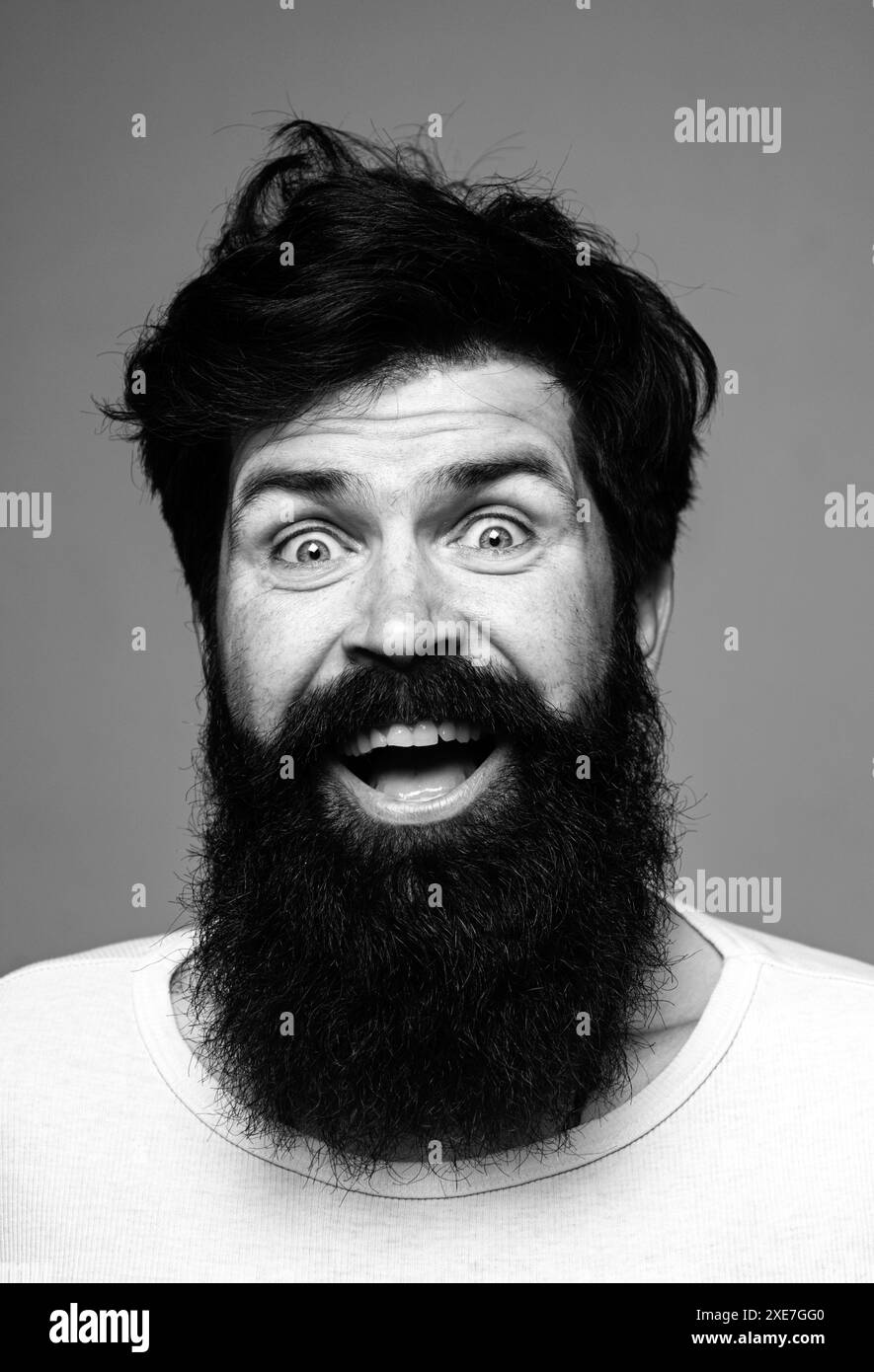 Emotions. Excited handsome man. Portrait of smiling guy. Positive human ...