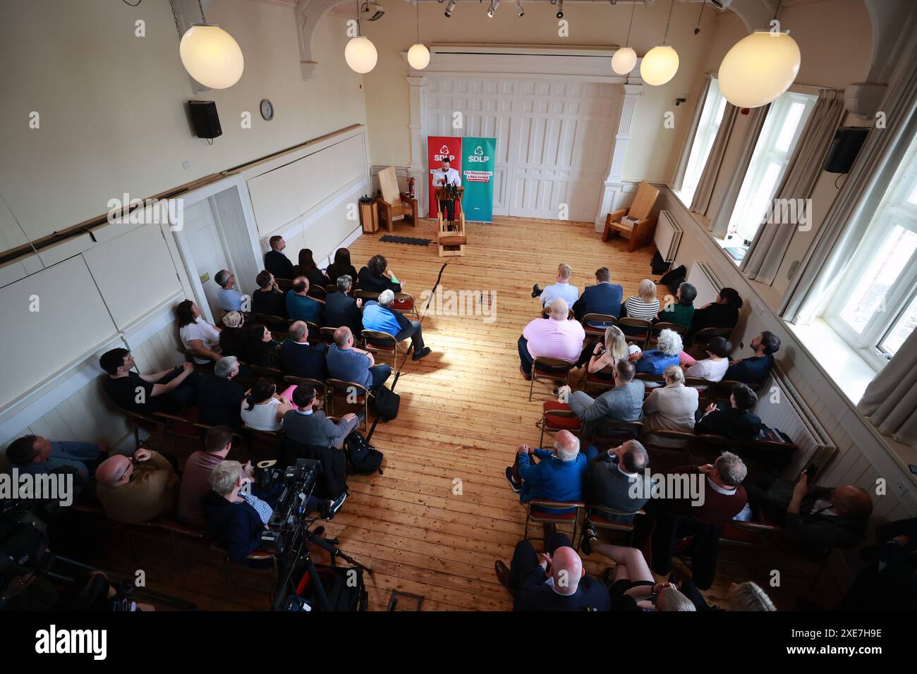 A general view of SDLP Leader Colum Eastwood's speech during his party ...